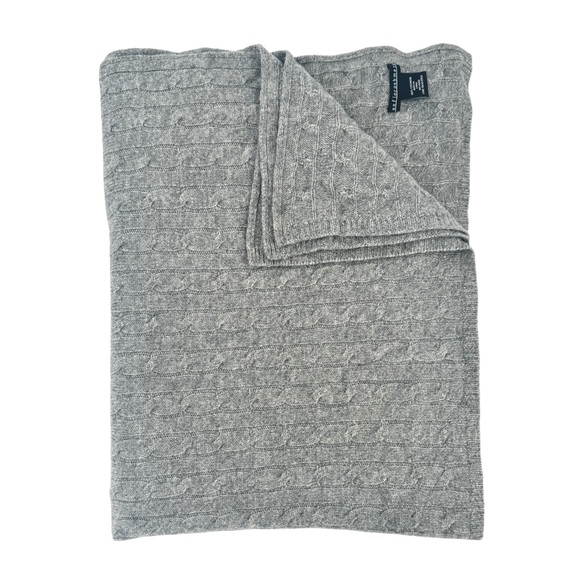 Sofia Cashmere | Bedding | Sofia Cashmere Gray Cable Knit Cashmere ...